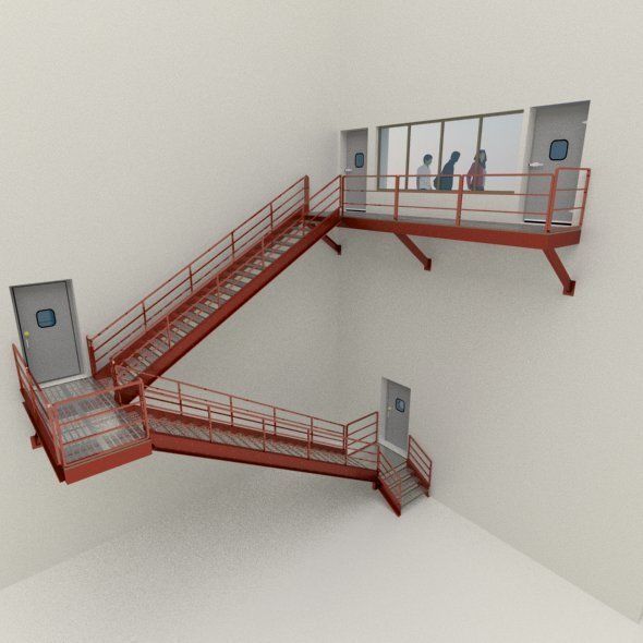 Factory Metal Stairs modular package 3D model | CGTrader