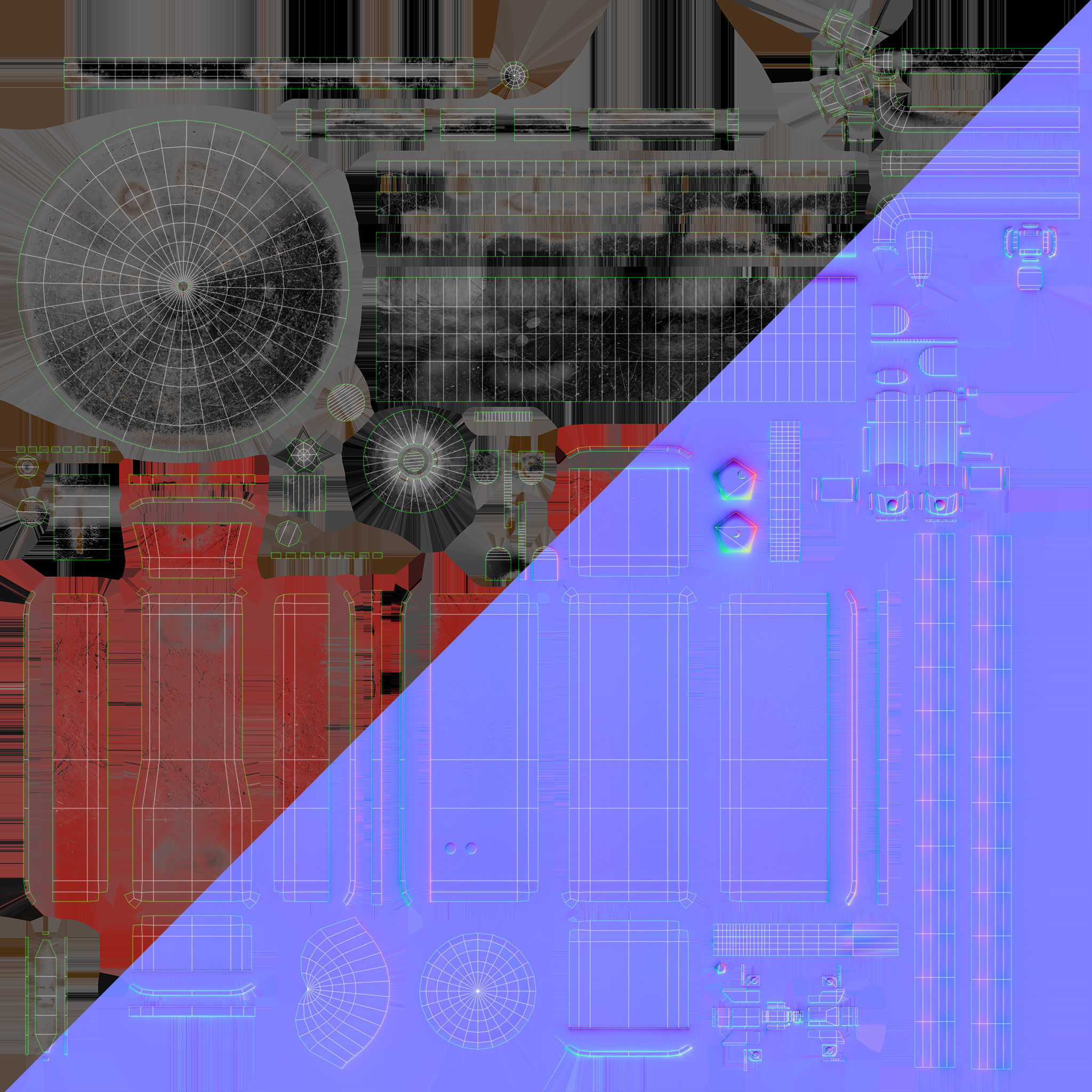 3D model Retro Flashlight Vintage Game Ready PBR Textures VR / AR / low ...