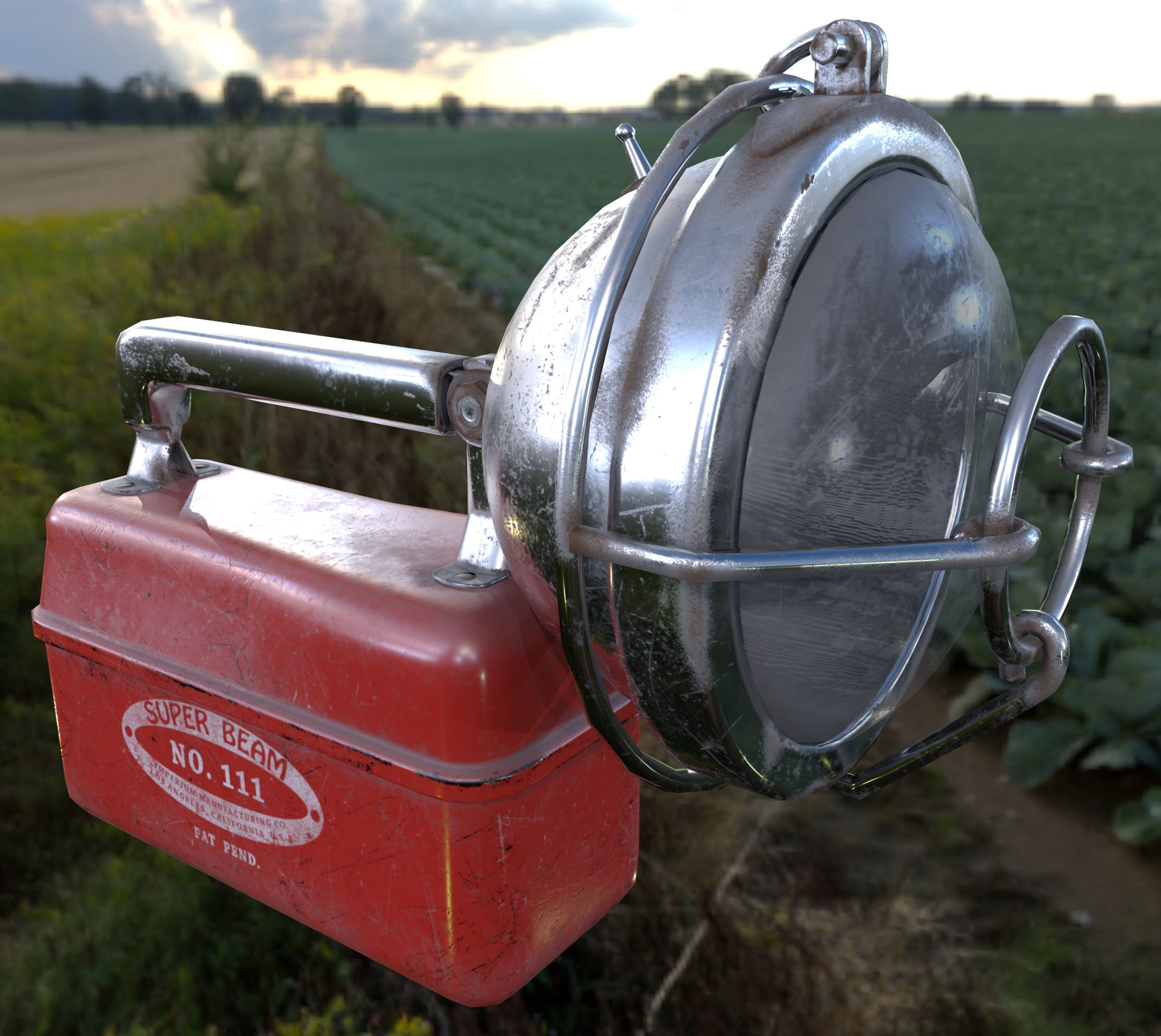 3D model Retro Flashlight Vintage Game Ready PBR Textures VR / AR / low ...