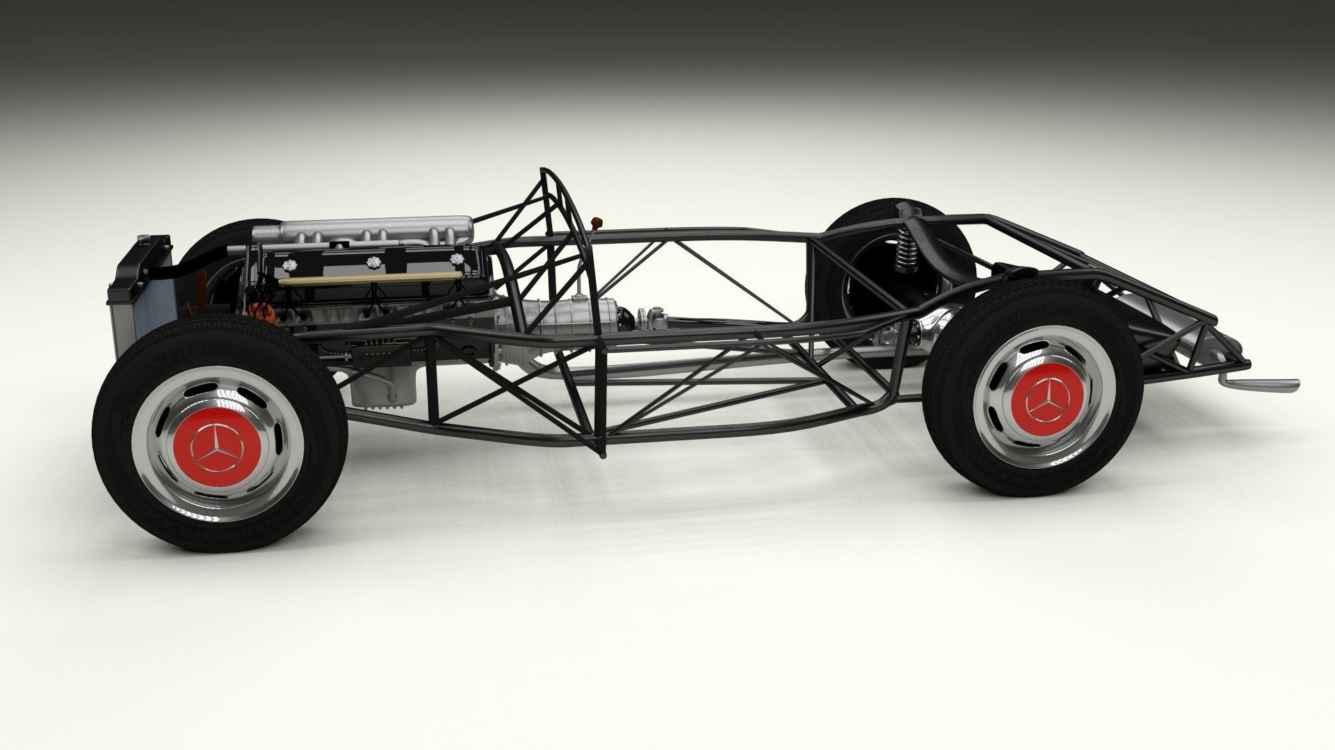 Mercedes 300SL with chassis Pack 3D model | CGTrader