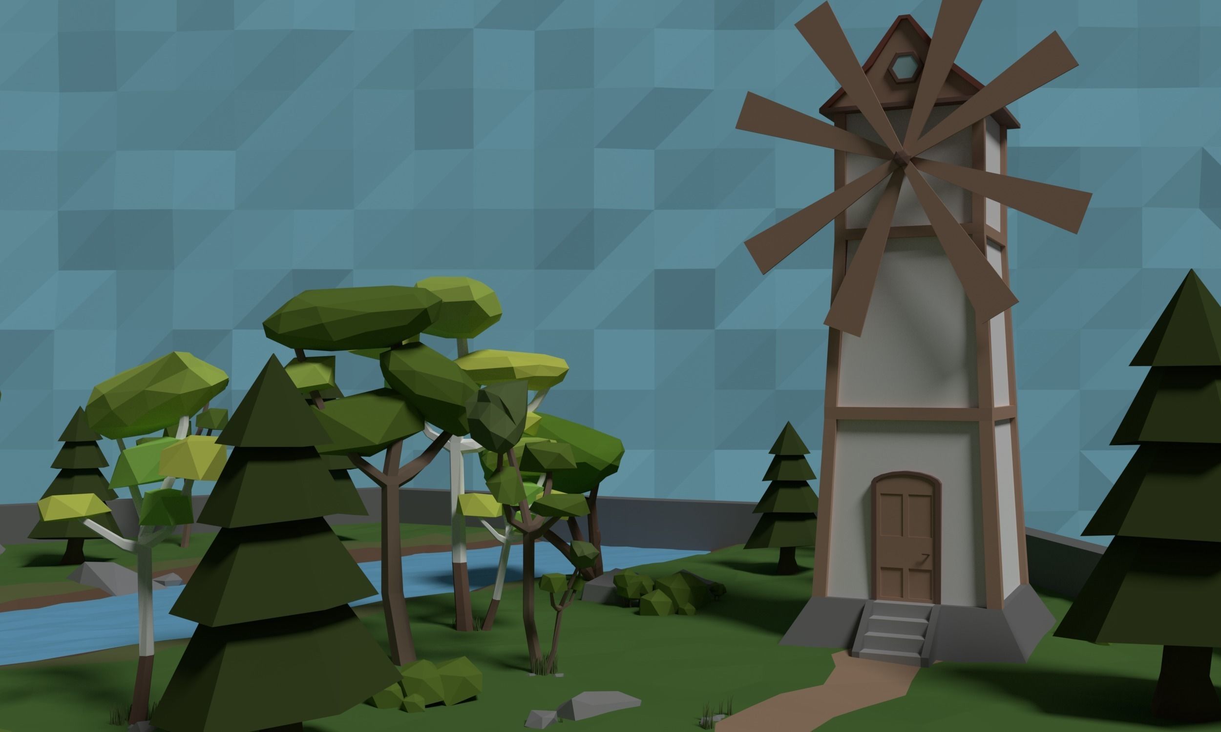 3D model LowPoly Windmill VR / AR / low-poly | CGTrader