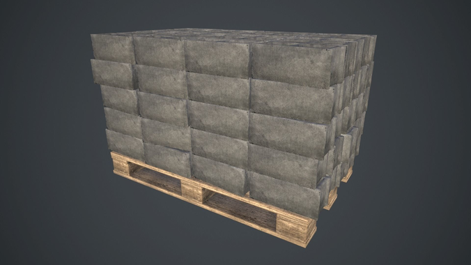 3D model Pallet With Concrete Blocks PBR Game Ready VR / AR / low-poly ...