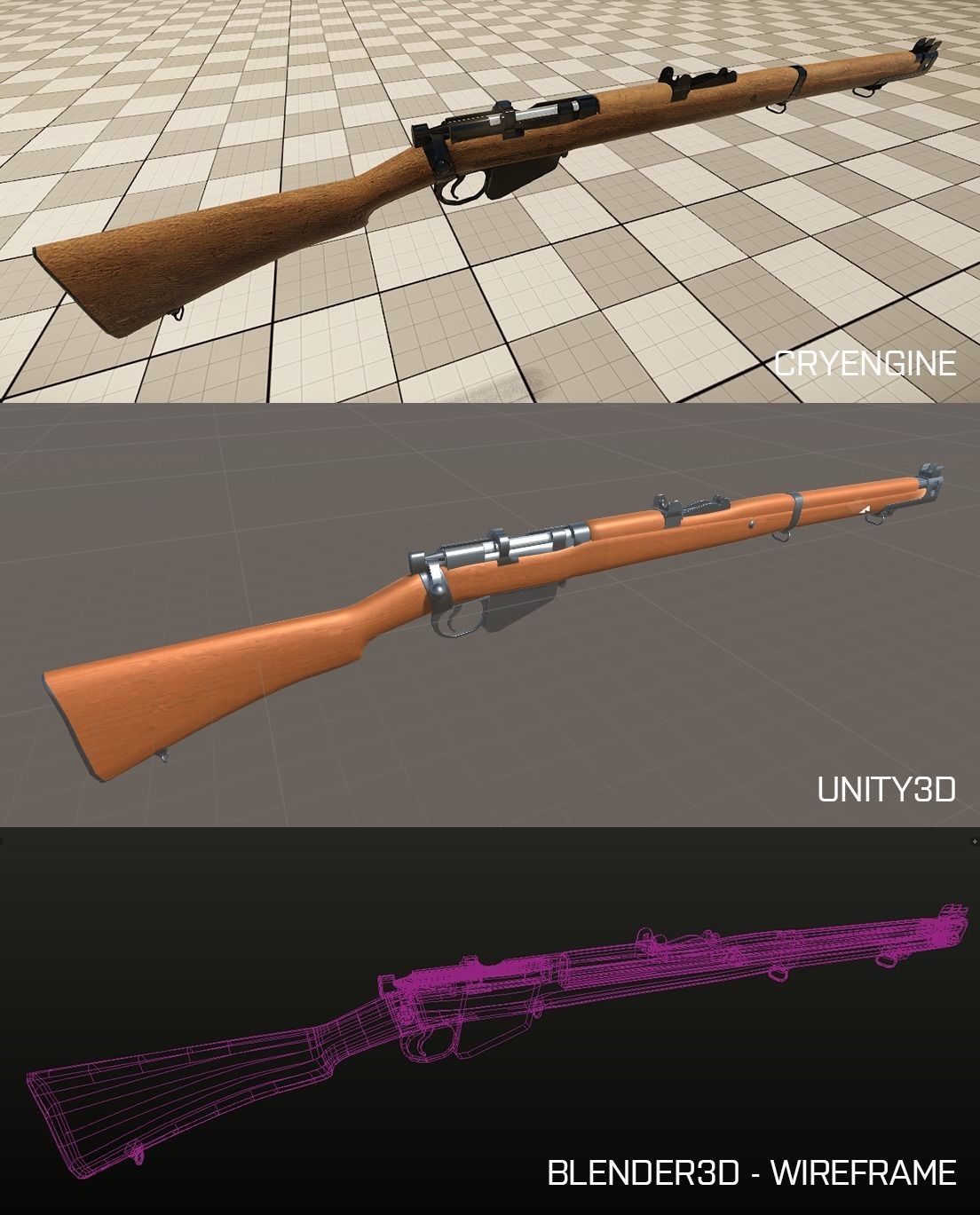 SMLE Lee-Enfield Mark III Bolt-Action Rifle free 3D model | CGTrader
