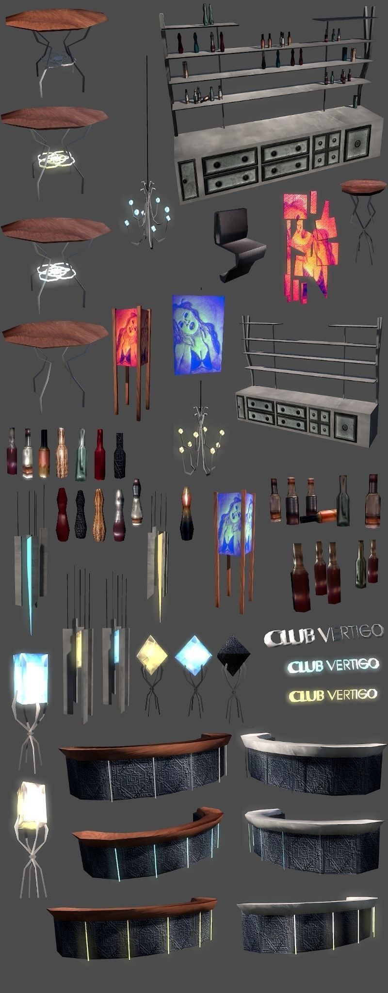 Lowpoly Bar Set SciFi 3D asset | CGTrader