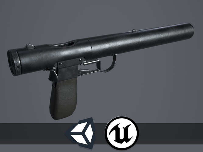 3D model World War II - Welrod Silenced Pistol - PBR and Game Ready VR ...