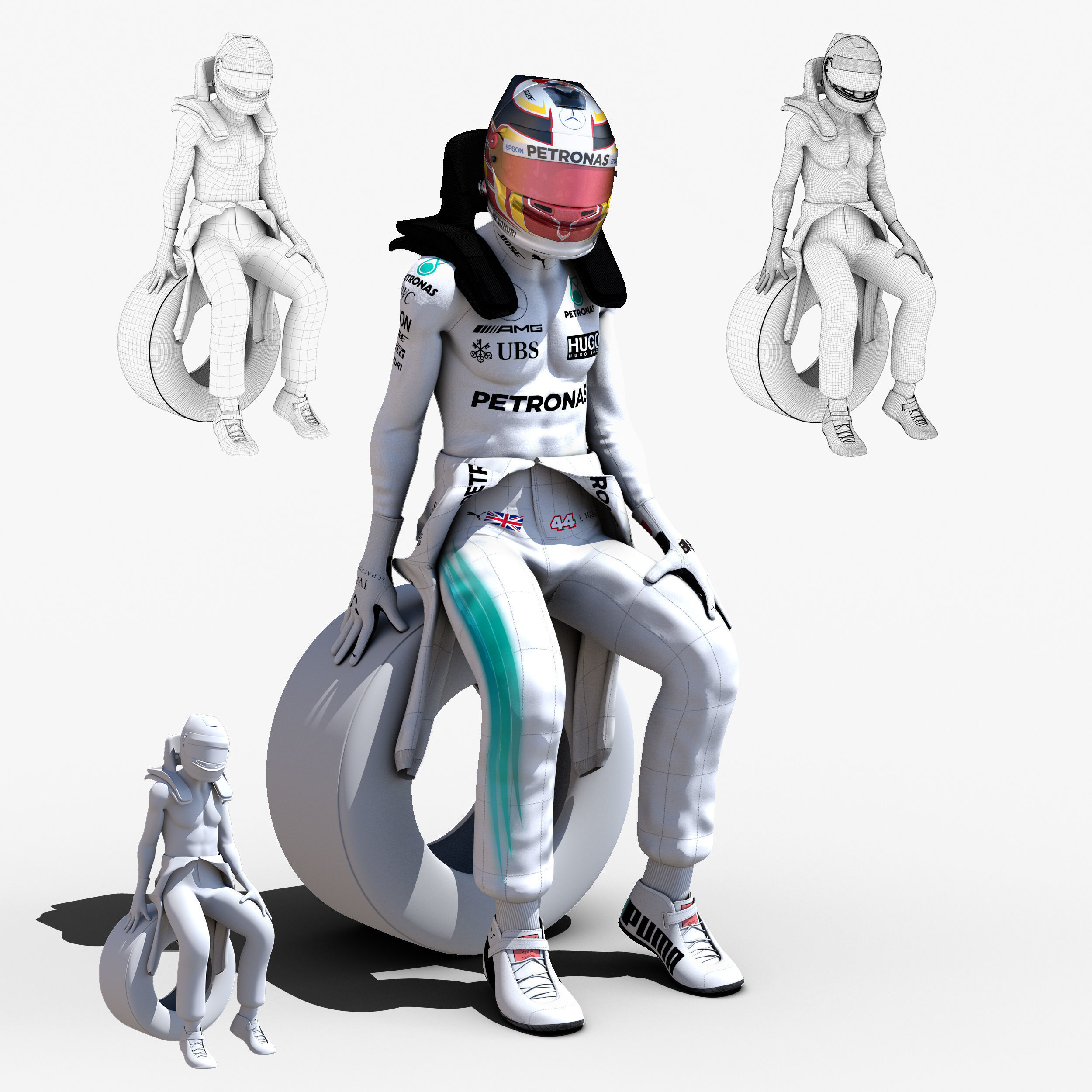 3D model Lewis Hamilton 2017 VR / AR / low-poly rigged | CGTrader