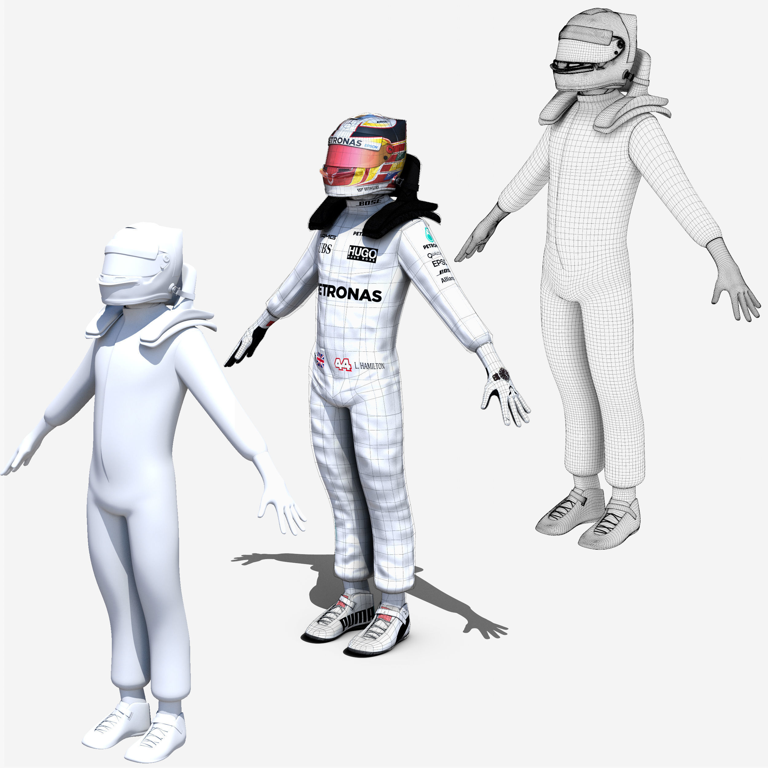 3D model Lewis Hamilton 2017 VR / AR / low-poly rigged | CGTrader