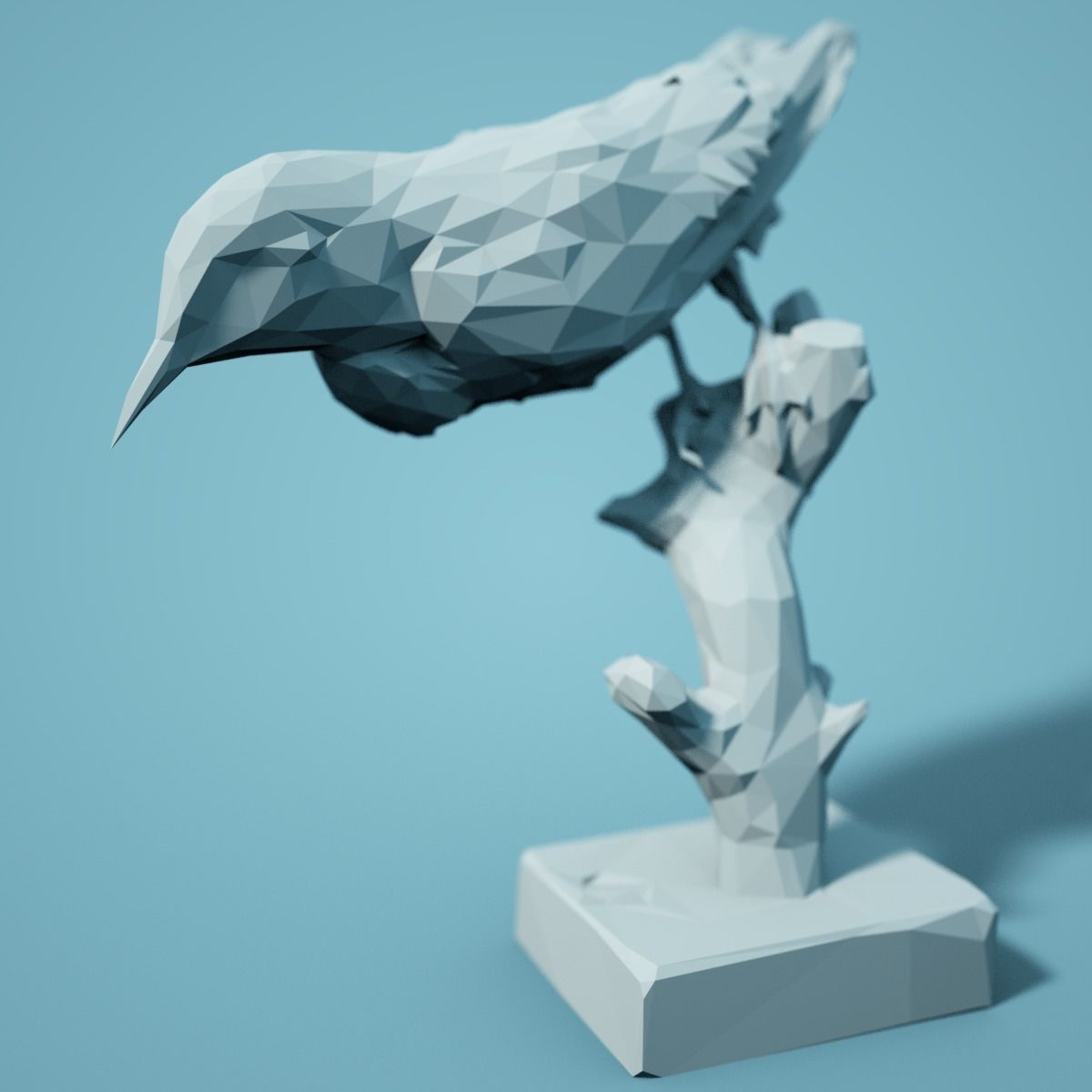 Low Poly Bird Model perched on branch 3D model 3D printable | CGTrader