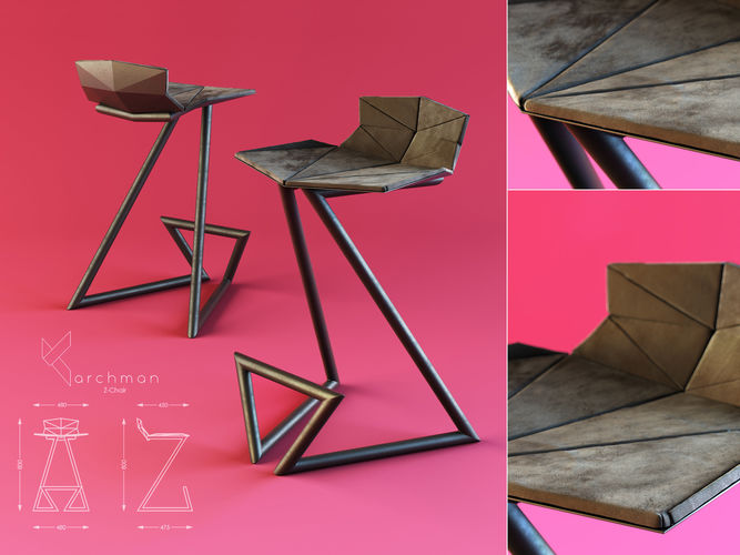 Z-Chair bar stool free 3D model | CGTrader