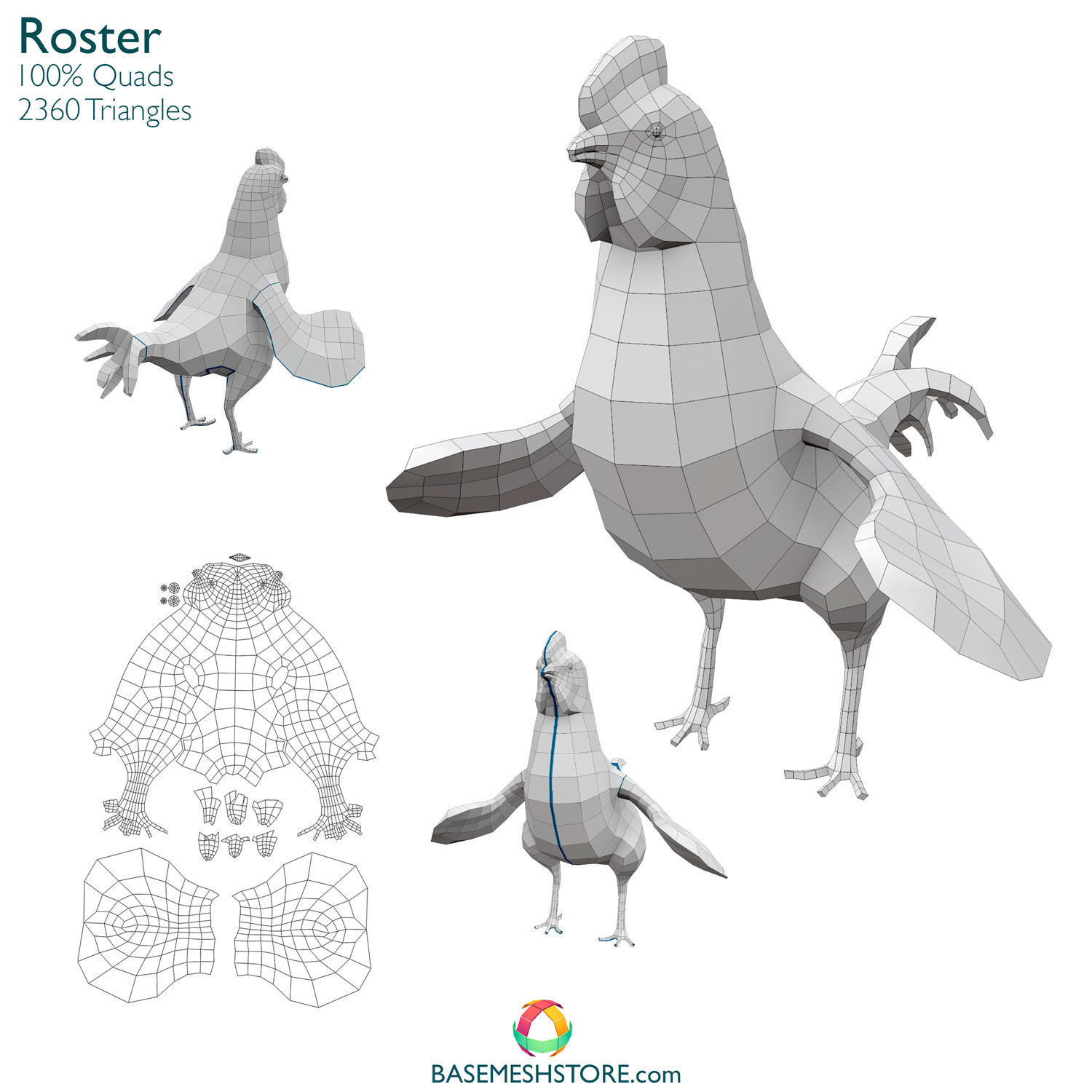 3D model 32 Animals Base Meshes VR / AR / low-poly | CGTrader