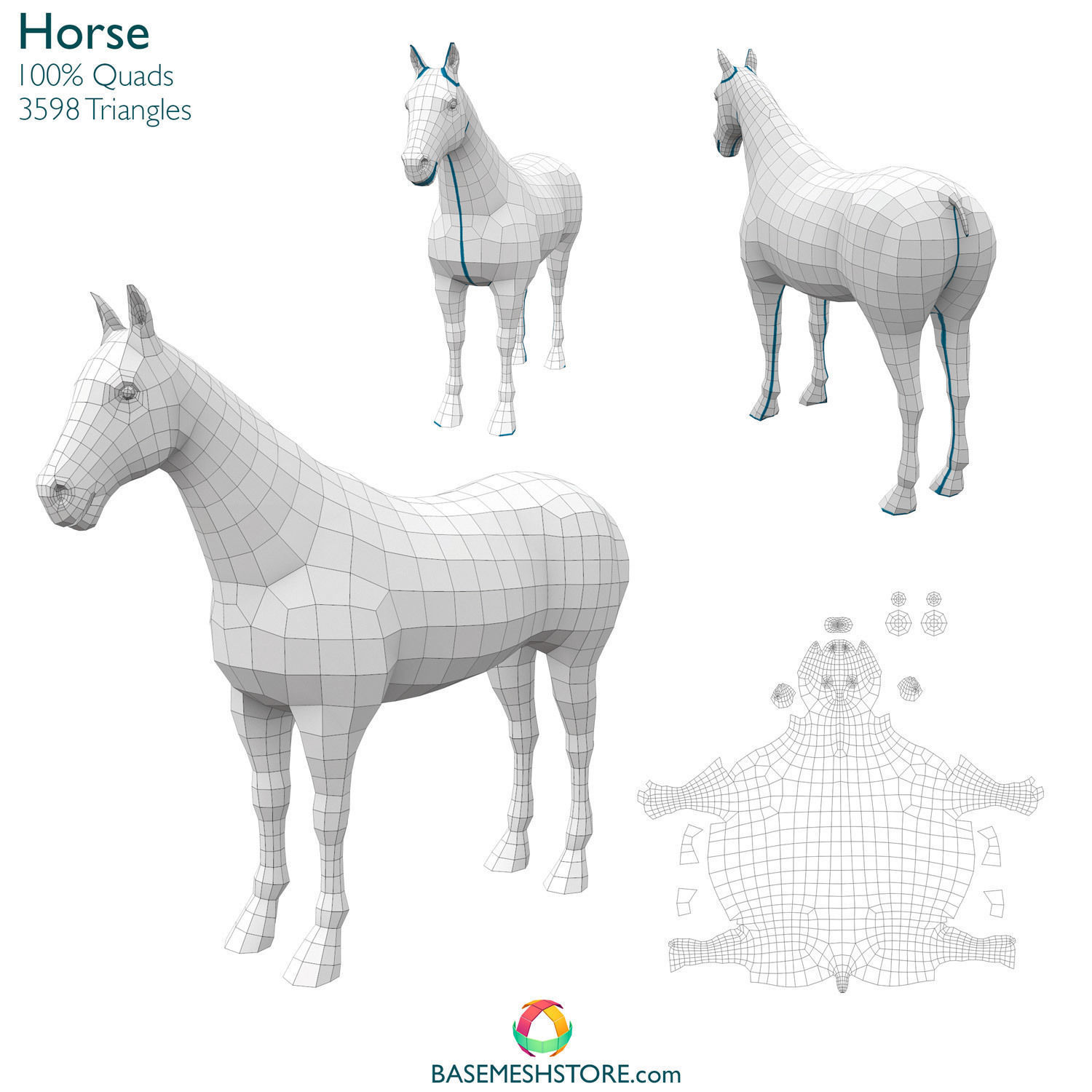 3D model 32 Animals Base Meshes VR / AR / low-poly | CGTrader
