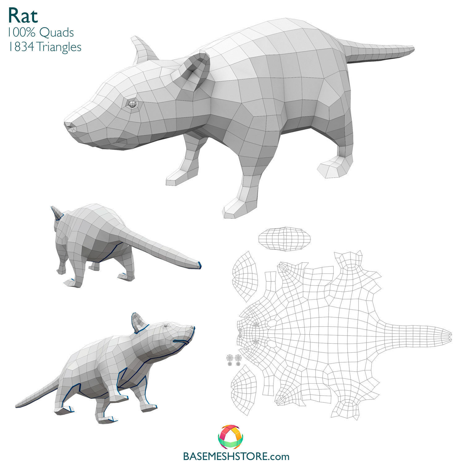 3D model 32 Animals Base Meshes VR / AR / low-poly | CGTrader