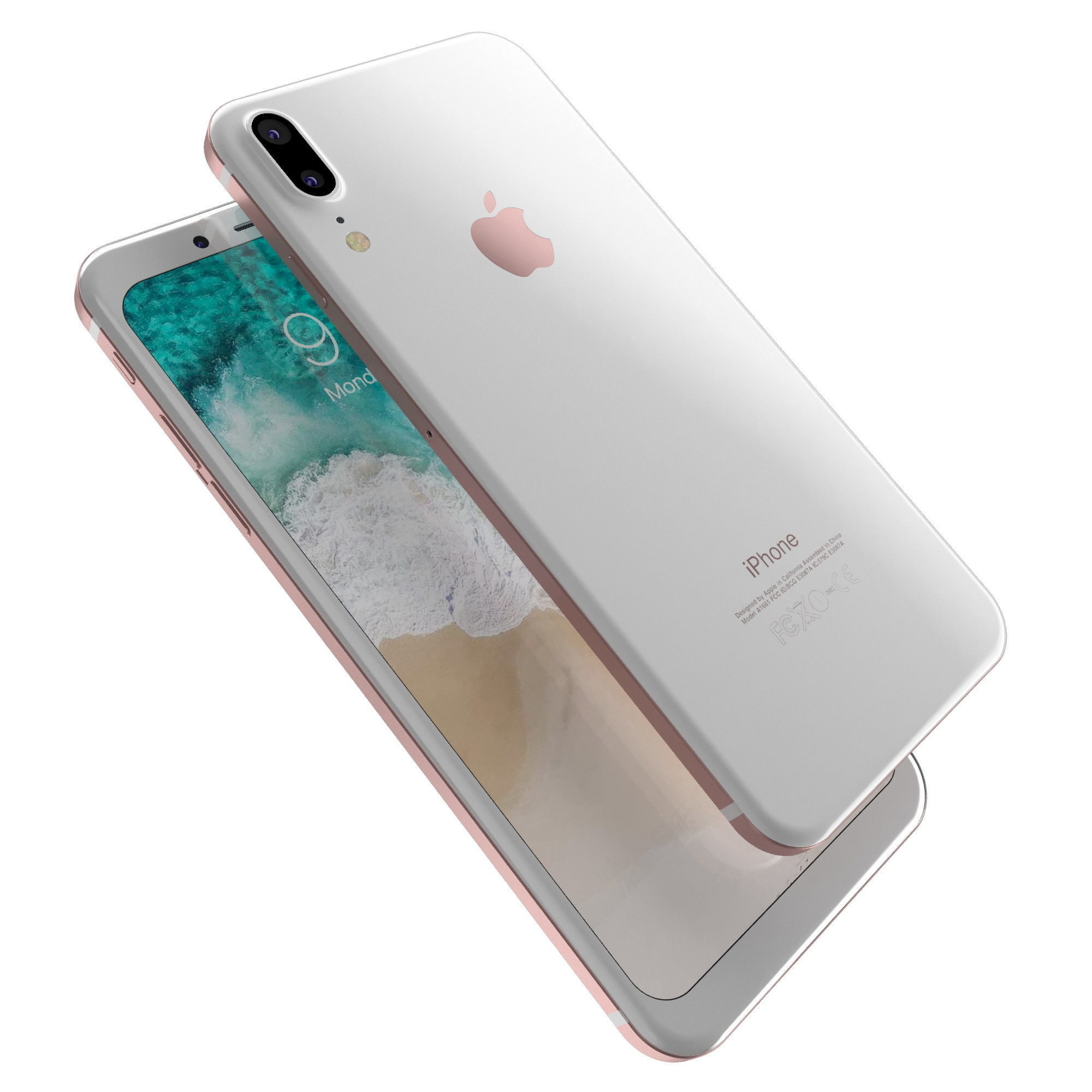 3D model Apple iPhone 8 X Concept Leak Corner edges All Colors VR / AR ...