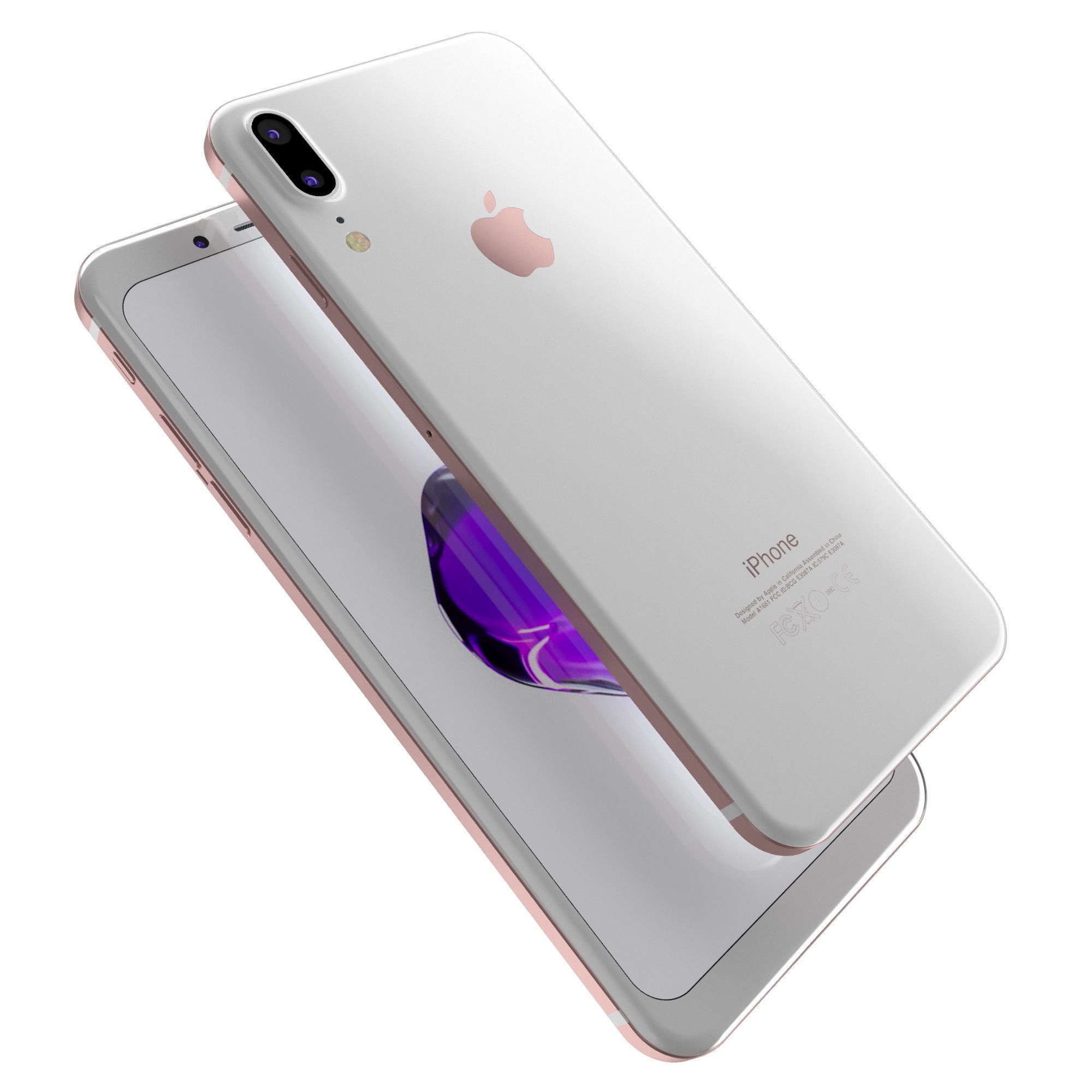 3D model Apple iPhone 8 X Concept Leak Corner edges All Colors VR / AR ...