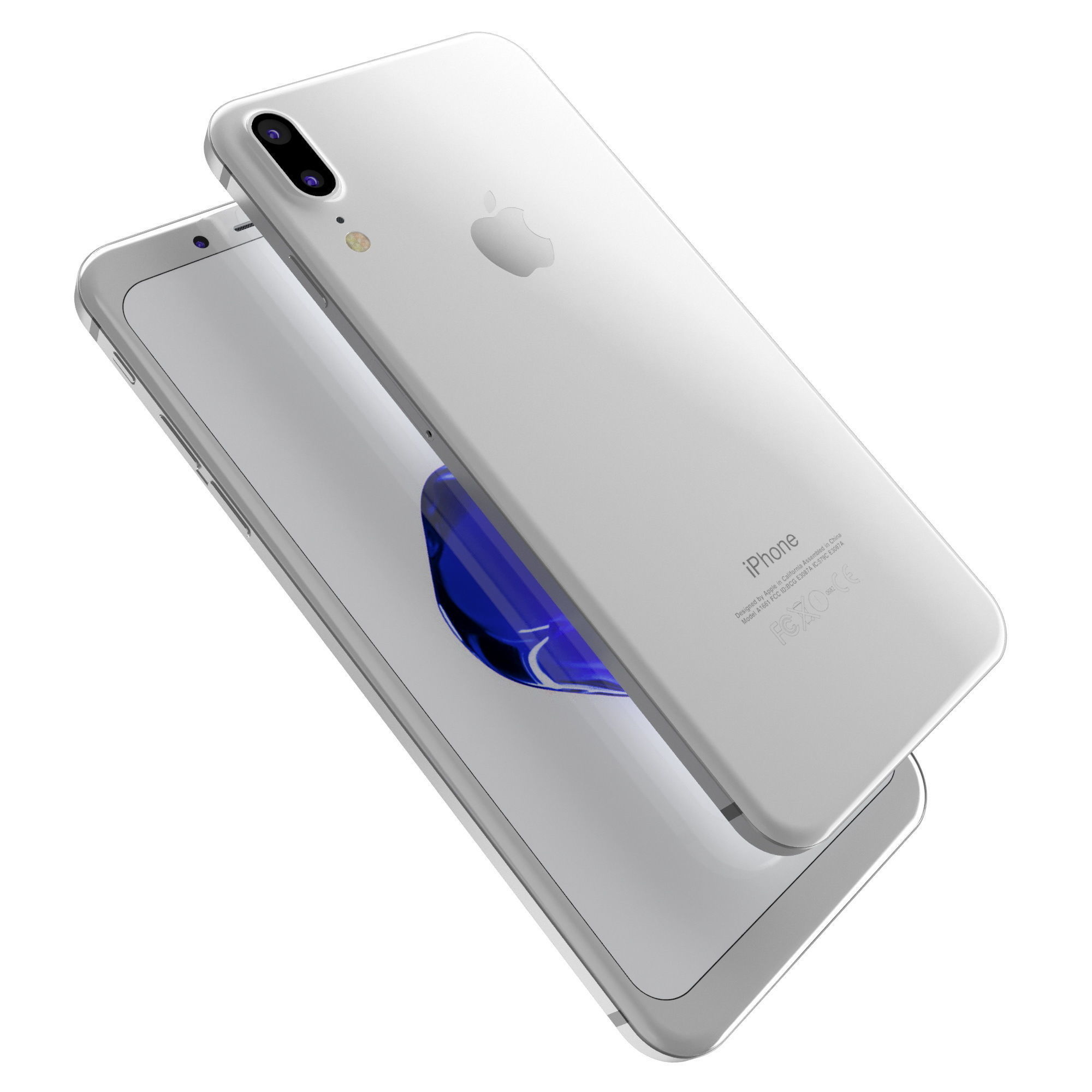 3D model Apple iPhone 8 X Concept Leak Corner edges All Colors VR / AR ...