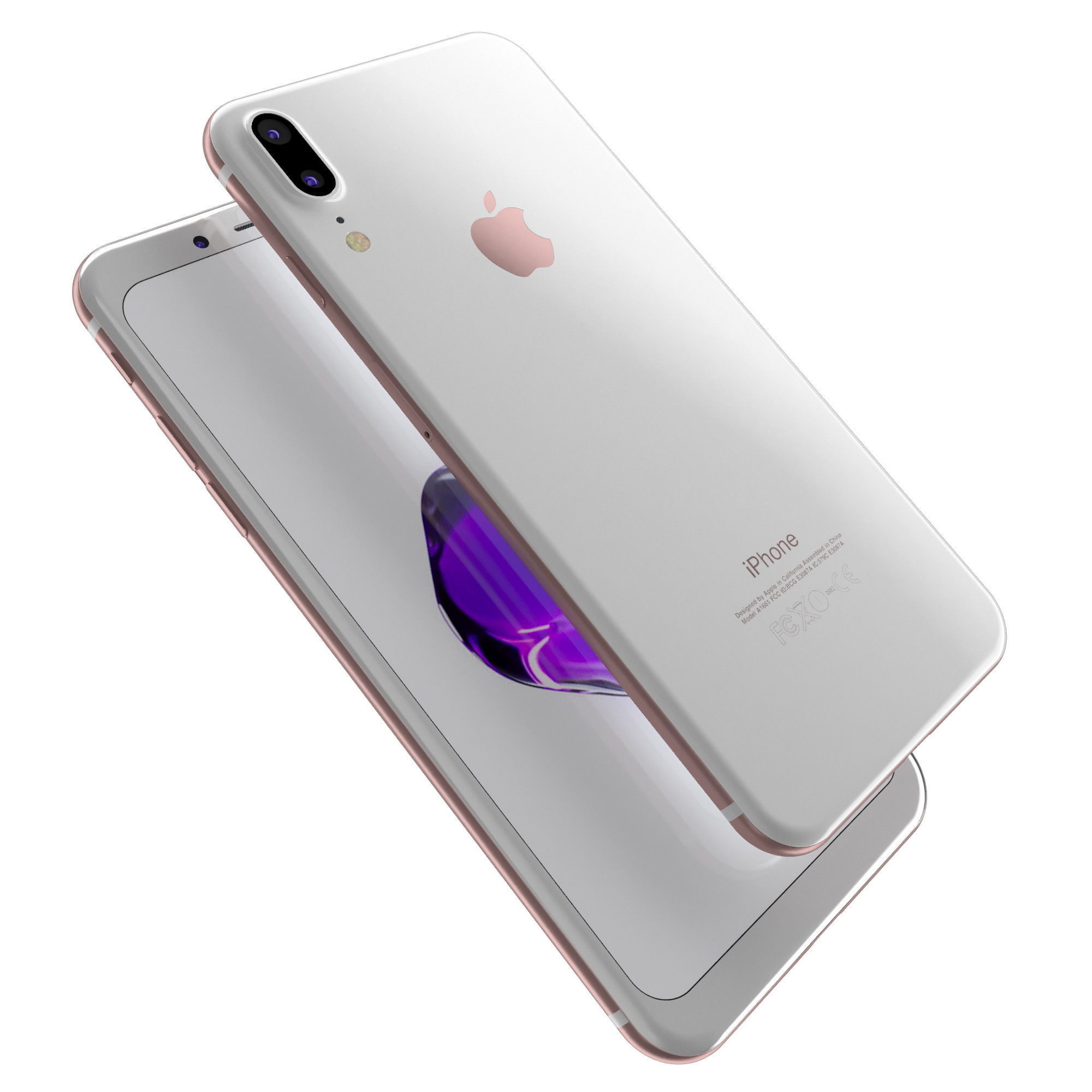3D model Apple iPhone8 2017 Rounded edges Leak All Colors VR / AR / low ...