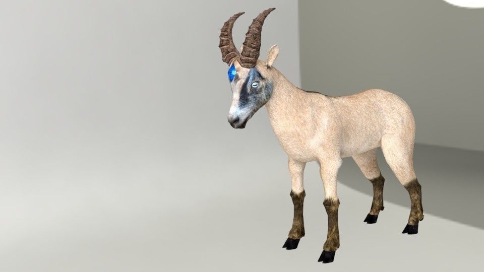3D model Goat Blue Power Crystal in forehead 1st Enemy game ready VR ...