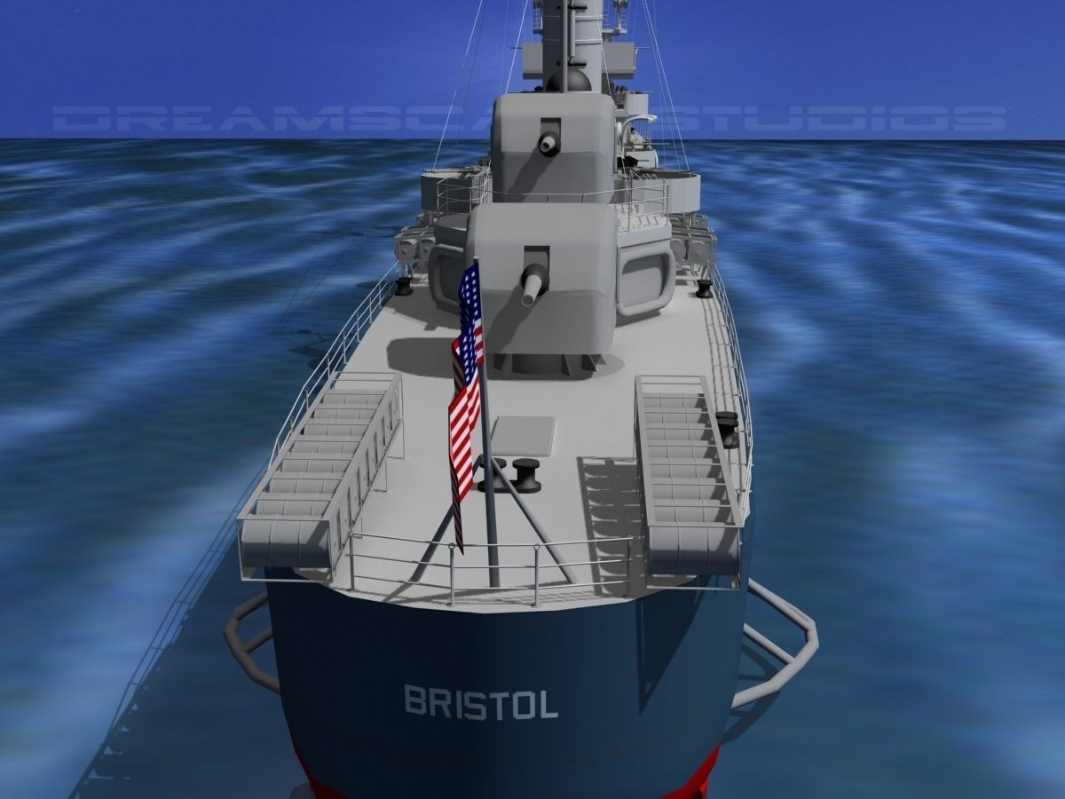 Gleaves Class Destroyer USS Bristol DD453 3D model rigged | CGTrader