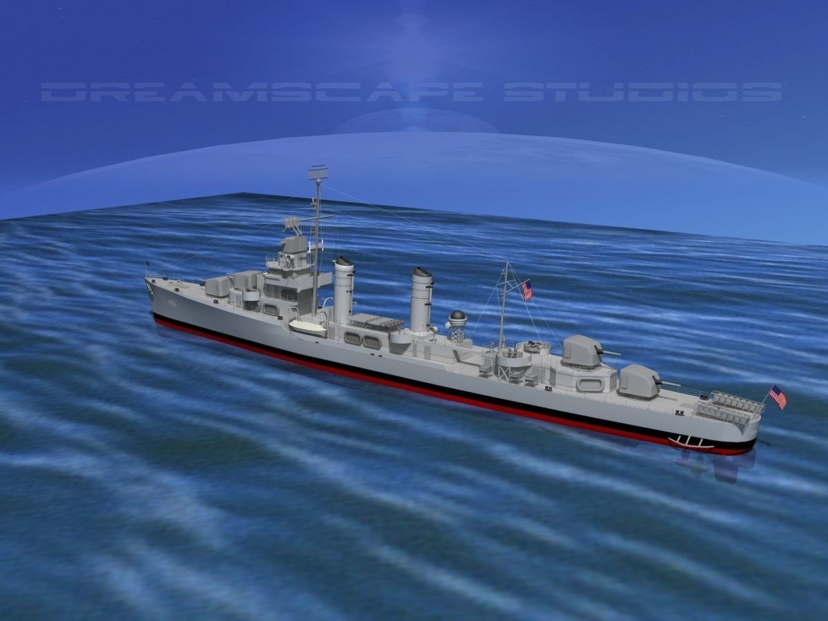 Gleaves Class Destroyer USS Forrest DD461 3D model rigged | CGTrader