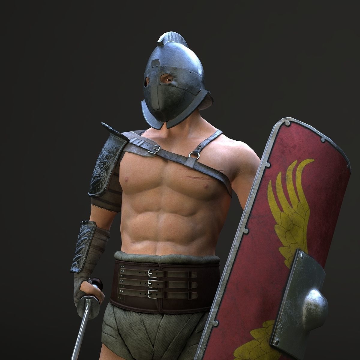 3D model Realistic low-poly model of the ancient Roman gladiator VR ...