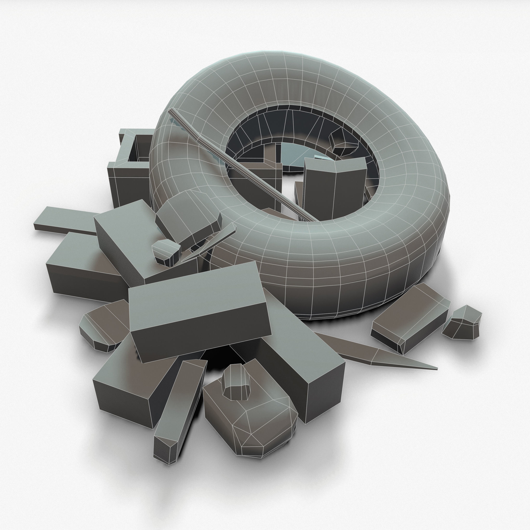 3D model Debris Groundfill Junk Trash Kit Game Ready VR / AR / low-poly | CGTrader