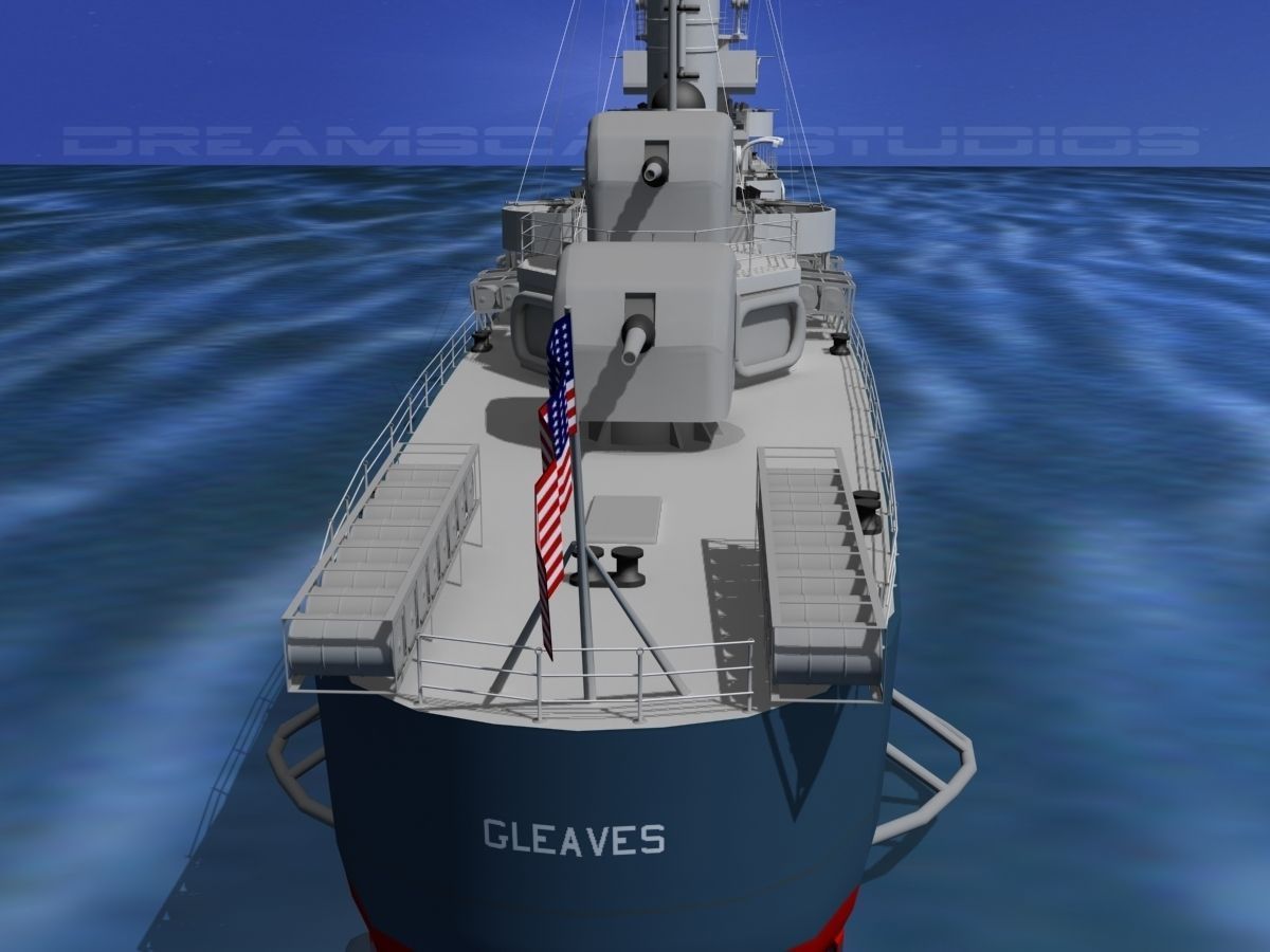 Gleaves Class Destroyer USS Gleaves DD423 3D model rigged | CGTrader