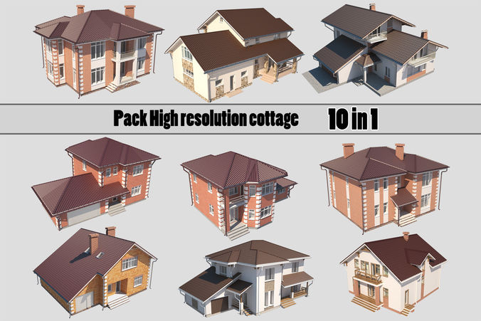 Pack High resolution cottage 10 in 1 3D model | CGTrader