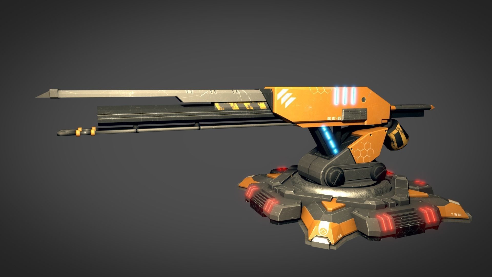 3D model Rail Gun Turret VR / AR / low-poly rigged animated | CGTrader