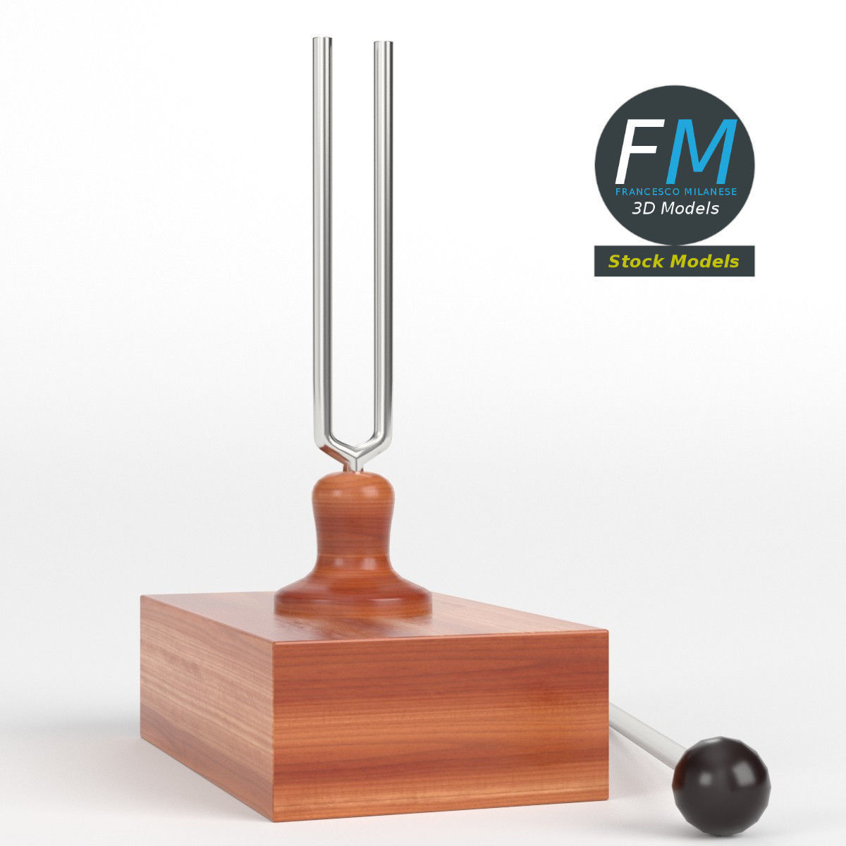 Tuning Fork On Resonator Box 3d Model Cgtrader