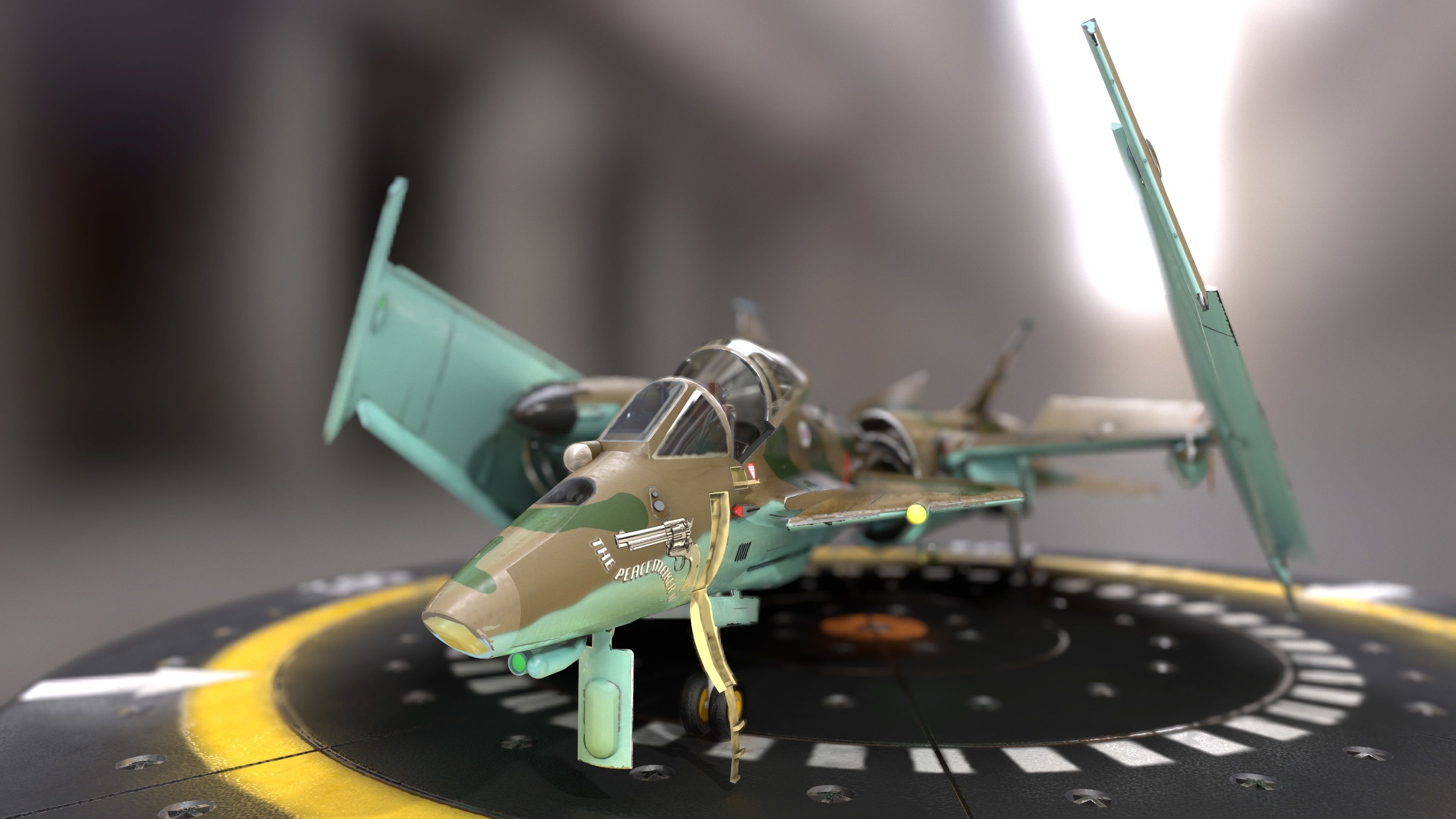 3D model Boomerang ground attack airplane VR / AR / low-poly rigged ...