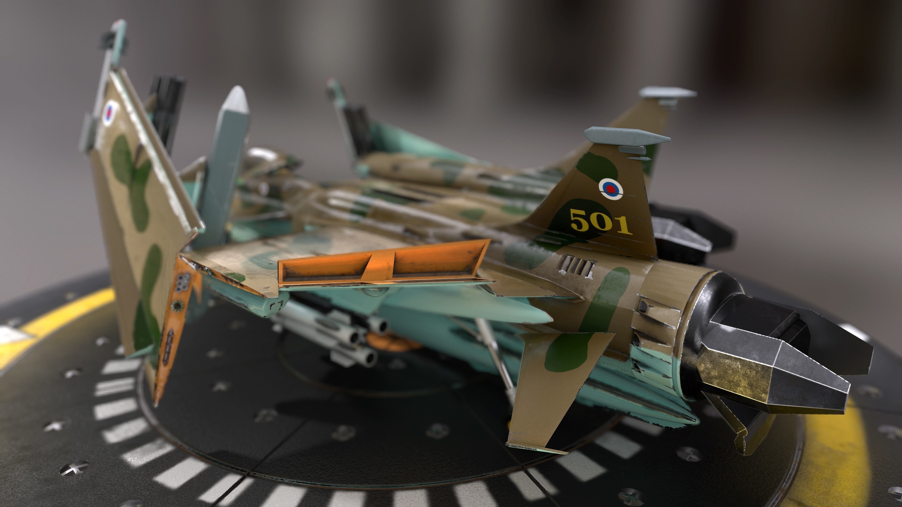 3D model Boomerang ground attack airplane VR / AR / low-poly rigged ...