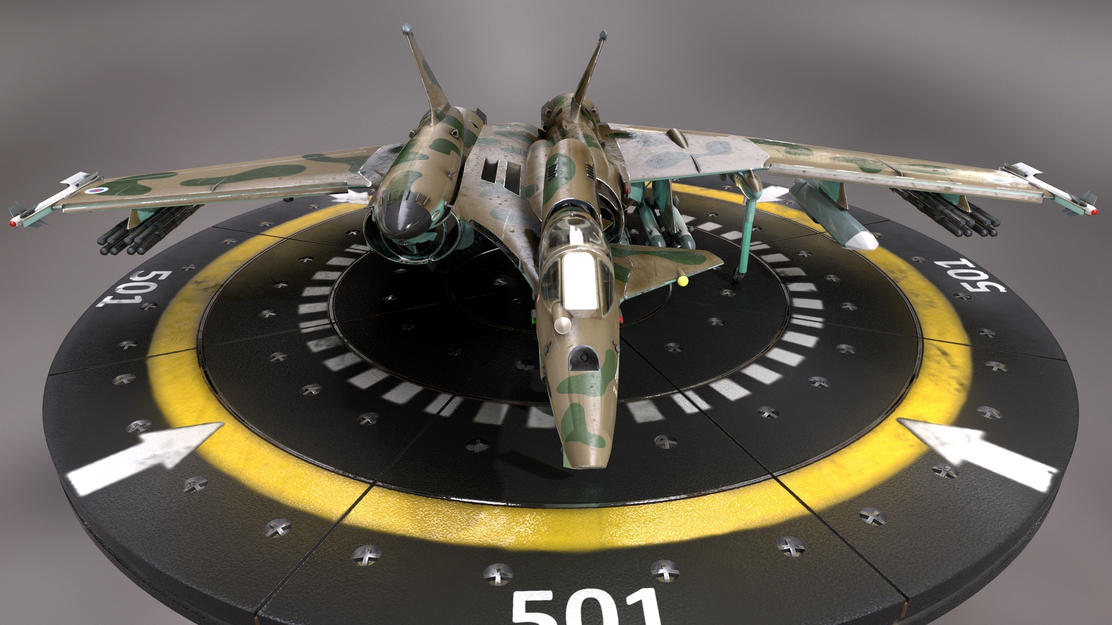 3D model Boomerang ground attack airplane VR / AR / low-poly rigged ...