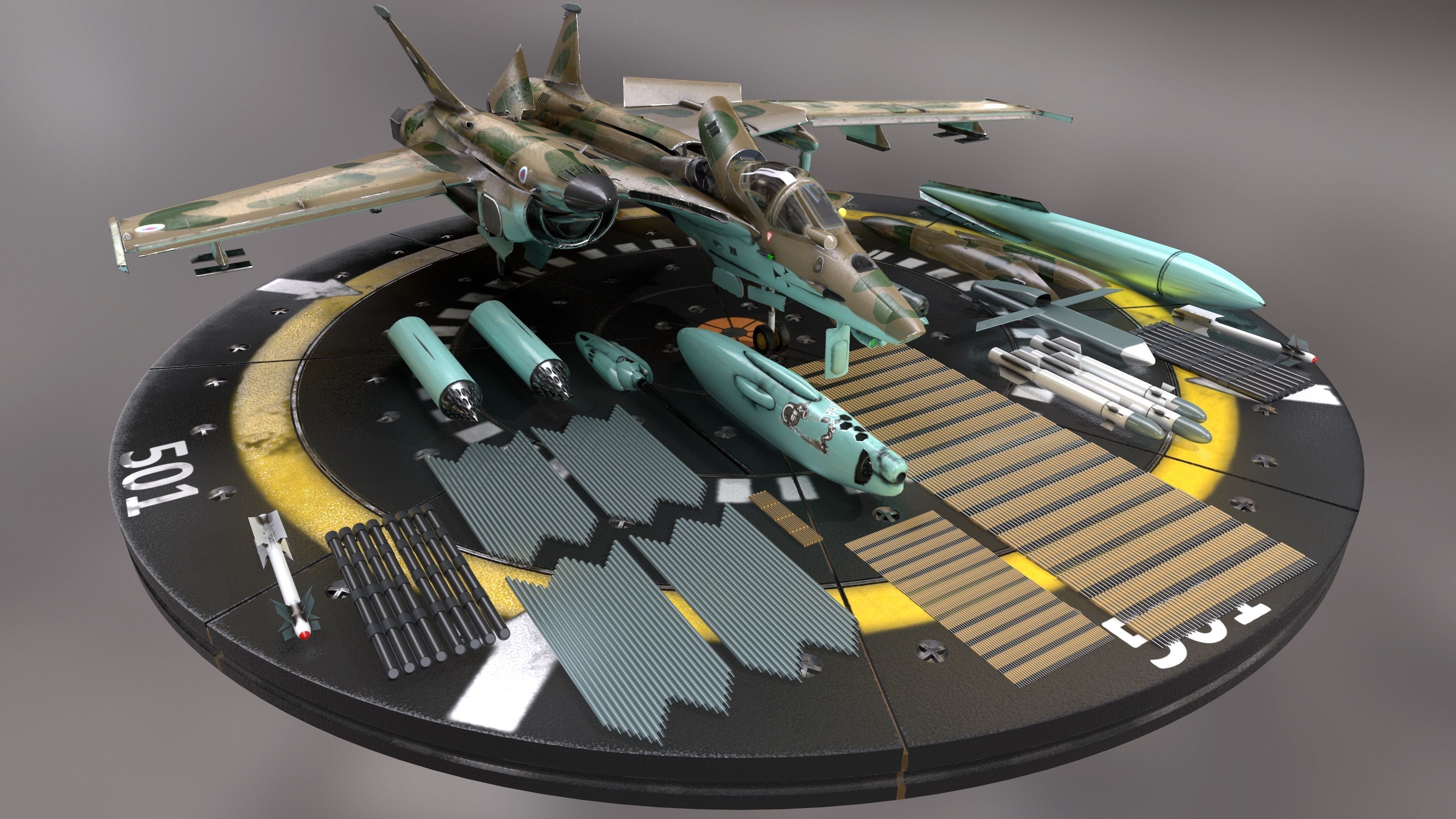 3D model Boomerang ground attack airplane VR / AR / low-poly rigged ...