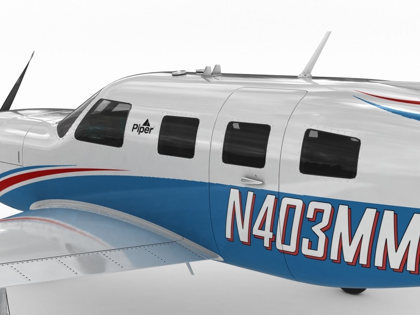 Piper Meridian 3D model rigged | CGTrader