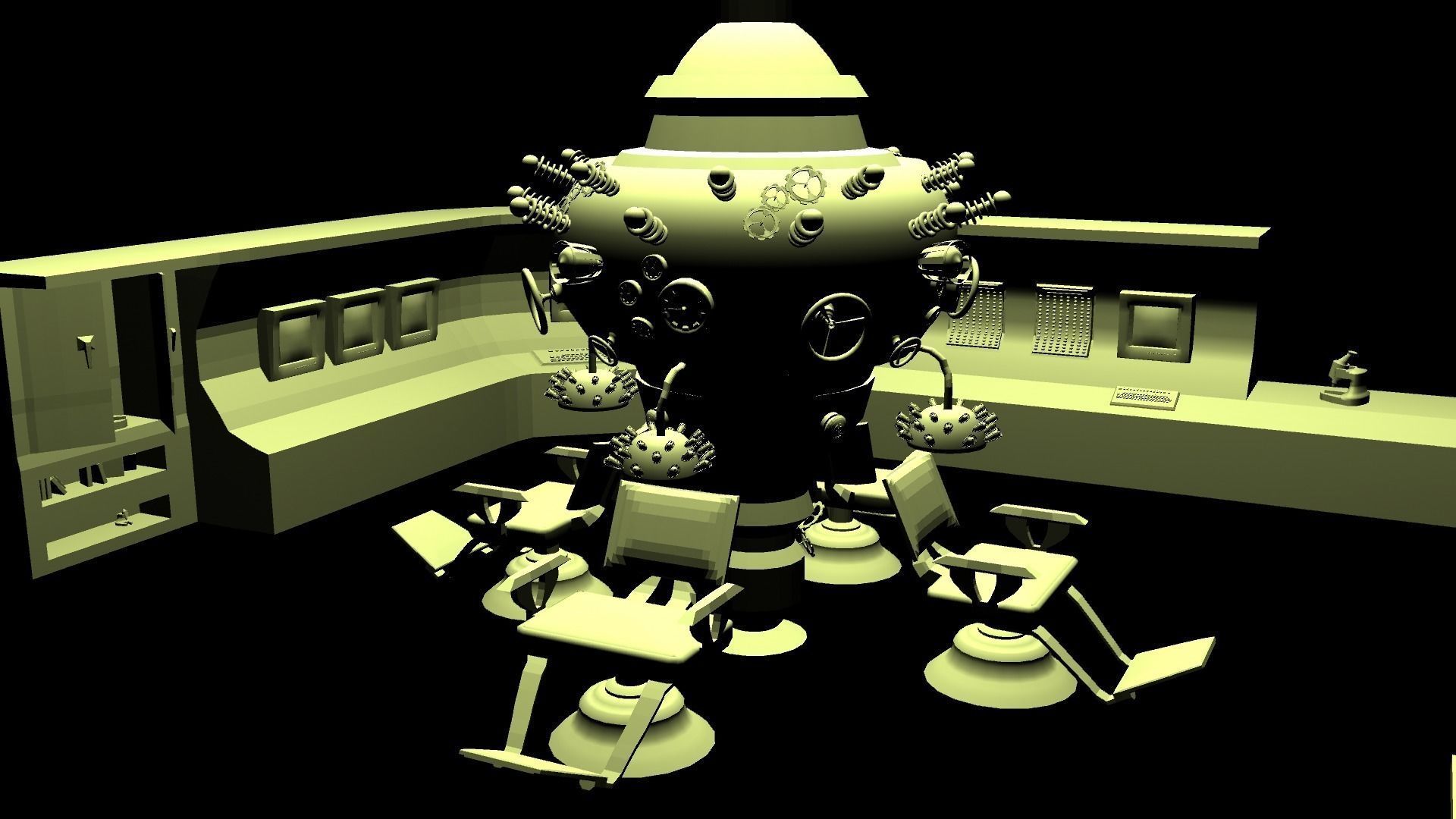 Basement with Laboratory Time Machine Steampunk cylinders Boxes 3D ...