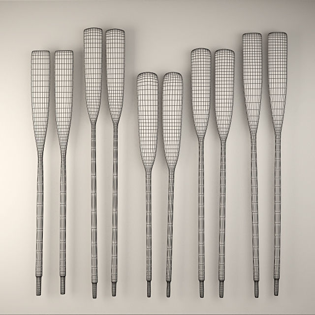Vintage Nautical Wood Boat Oars 3D model | CGTrader