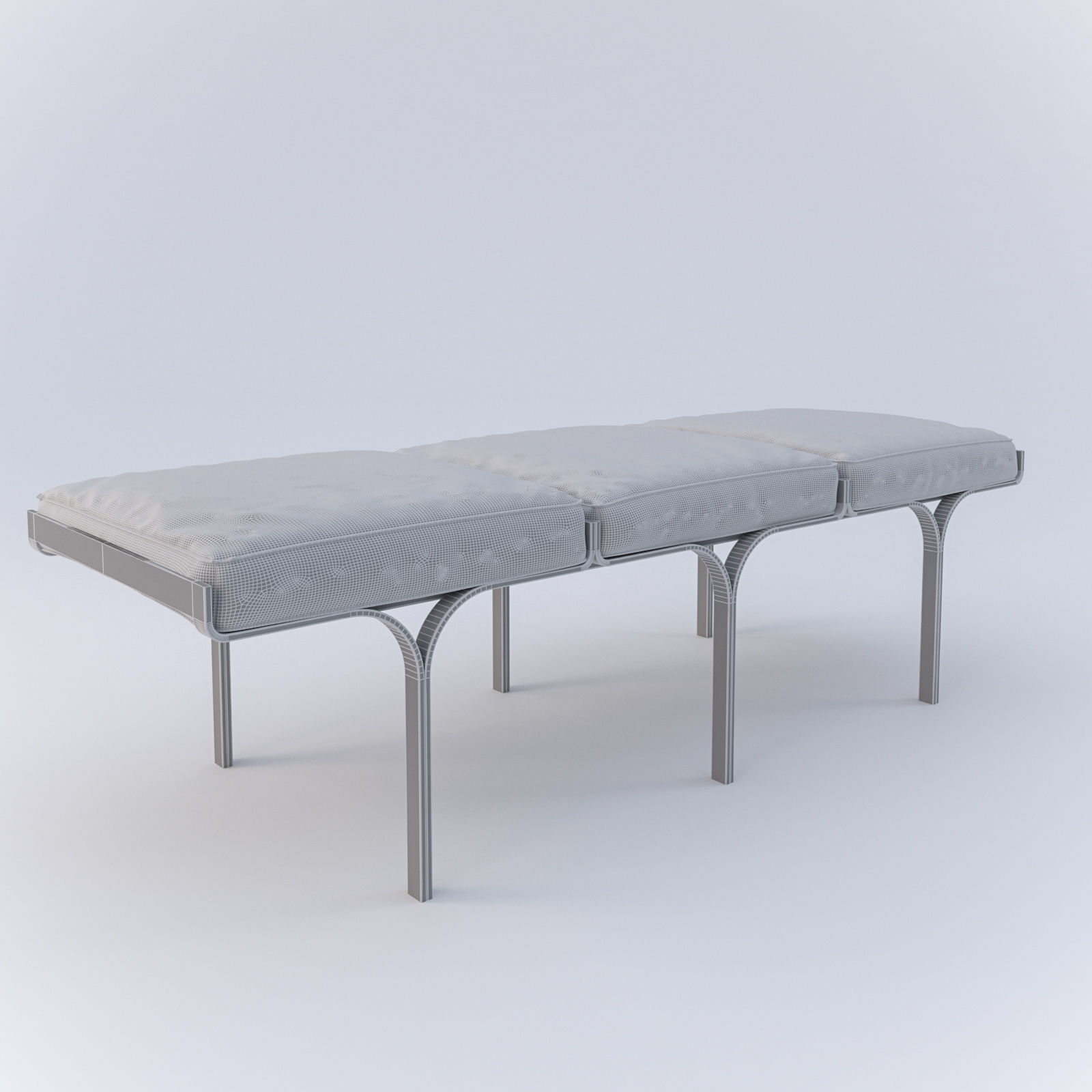 RH 1960S LINK LEATHER BENCH 3D model | CGTrader
