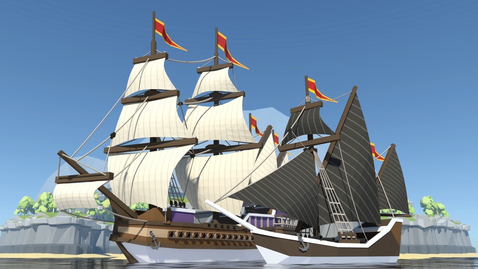 Low Poly Cliff Pack free VR / AR / low-poly 3D model | CGTrader