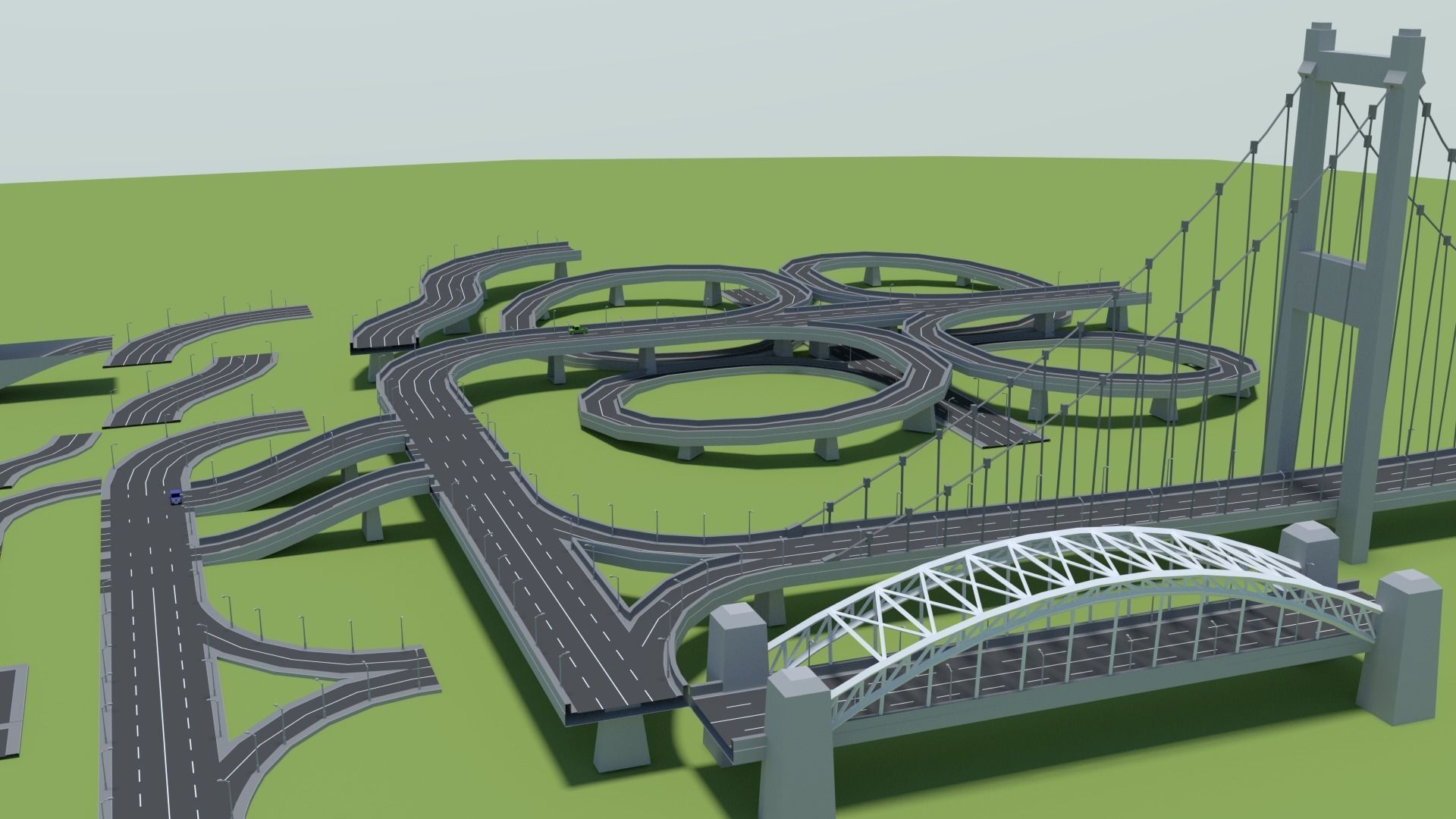 Low Poly Road Pack free VR / AR / low-poly 3D model | CGTrader