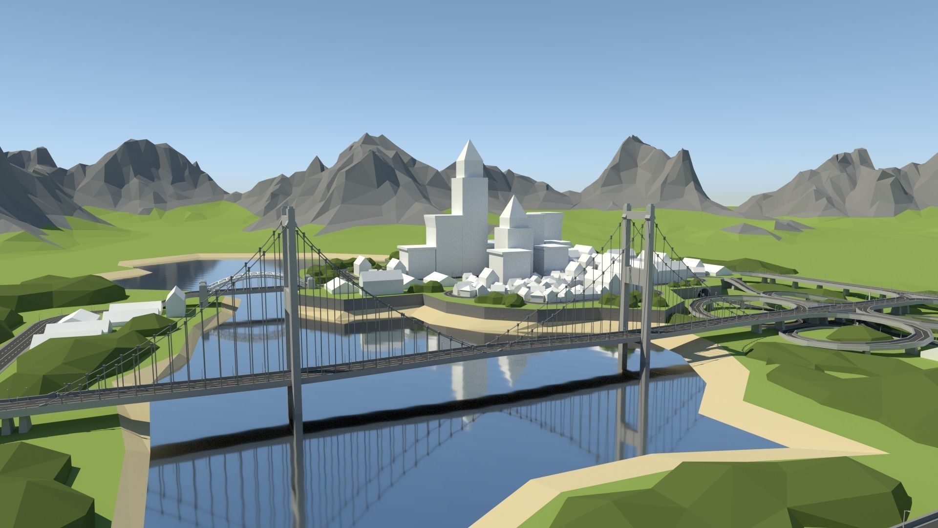 Low Poly Road Pack free VR / AR / low-poly 3D model | CGTrader