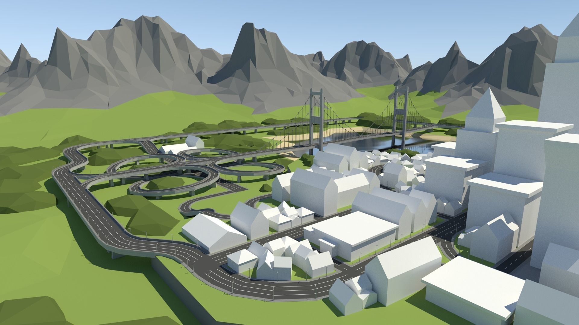 Low Poly Road Pack free VR / AR / low-poly 3D model | CGTrader