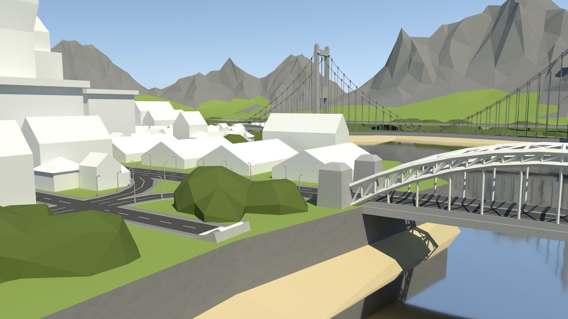 Low Poly Road Pack free VR / AR / low-poly 3D model | CGTrader