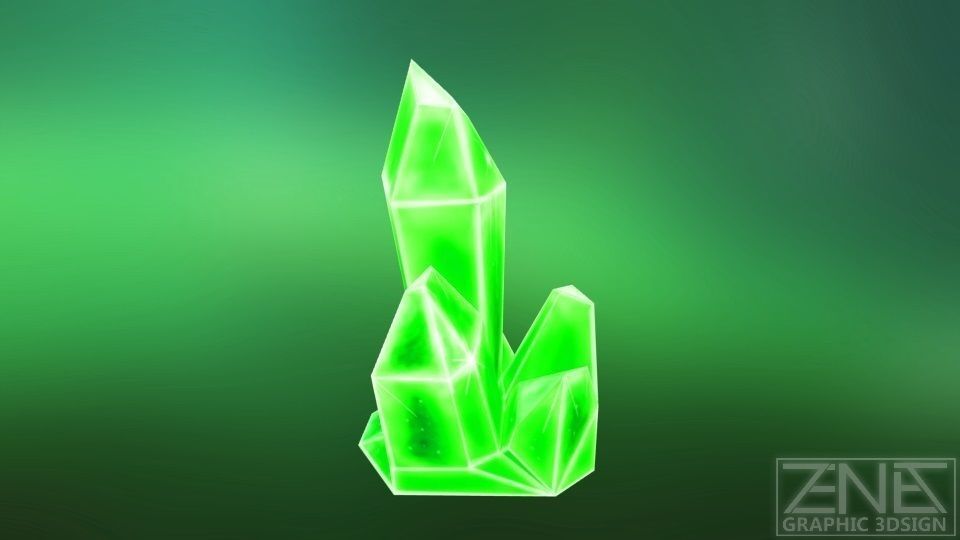 3D model Game-Ready Large Green Crystal Cluster VR / AR / low-poly ...