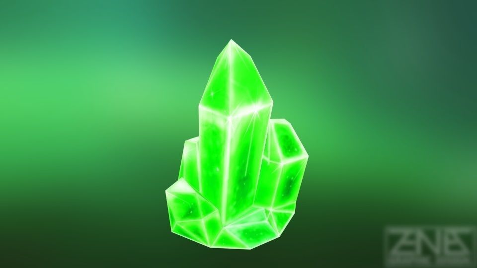 3D model Game-Ready Large Green Crystal Cluster VR / AR / low-poly ...