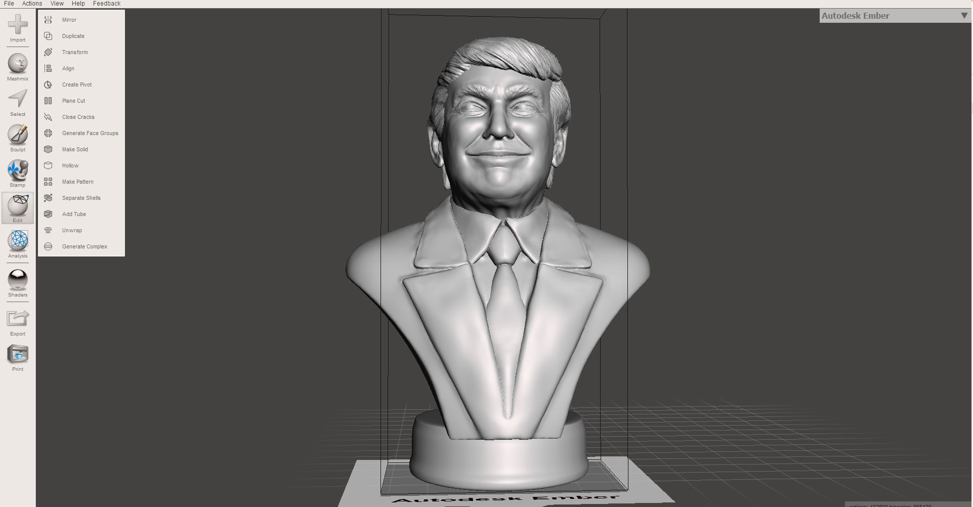 Donald Trump smiling 3D printable stl portrait 3D model 3D printable ...