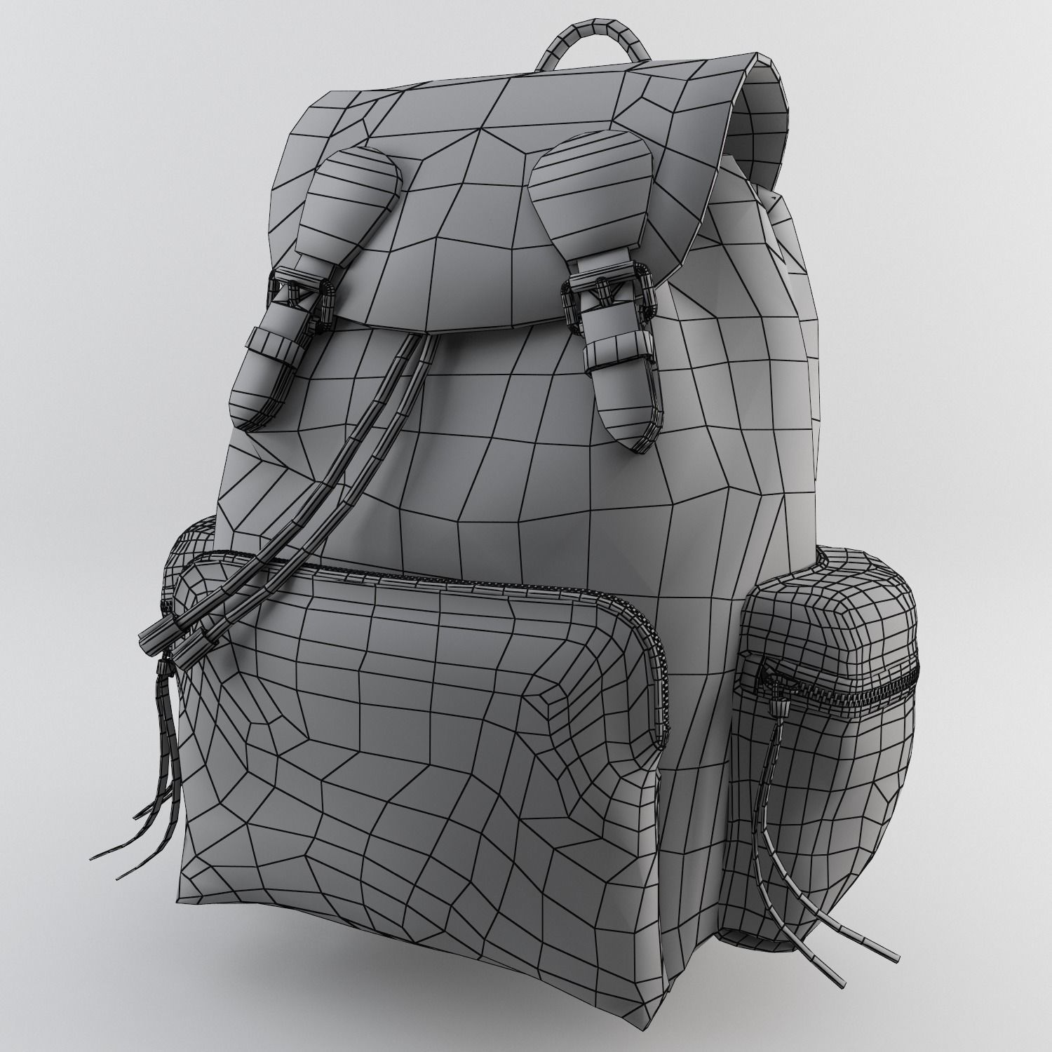 3D model Leather and Nylon Rucksack for Women VR / AR / low-poly | CGTrader