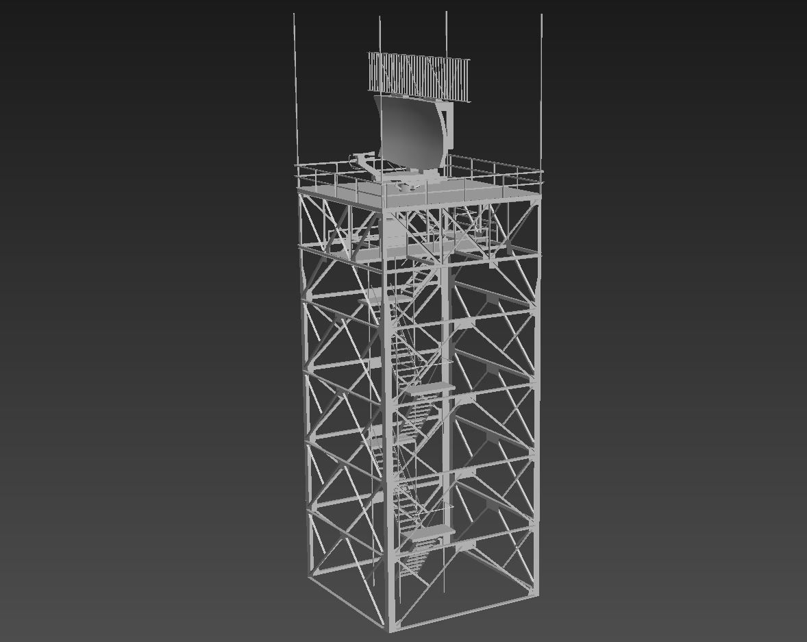 3D model Airfield Radar ASR-9 ASR-11 airport surveillance radar VR / AR ...