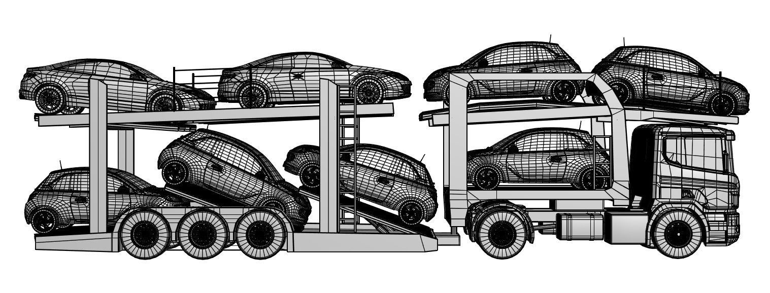 Car transporter for several vehicles 3D model | CGTrader