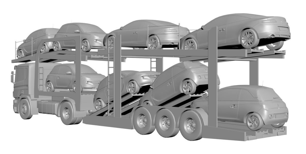Car transporter for several vehicles 3D model | CGTrader