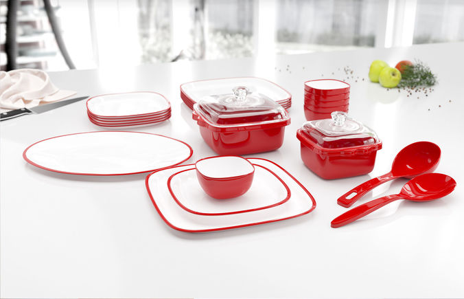 Red dish set 3D model | CGTrader